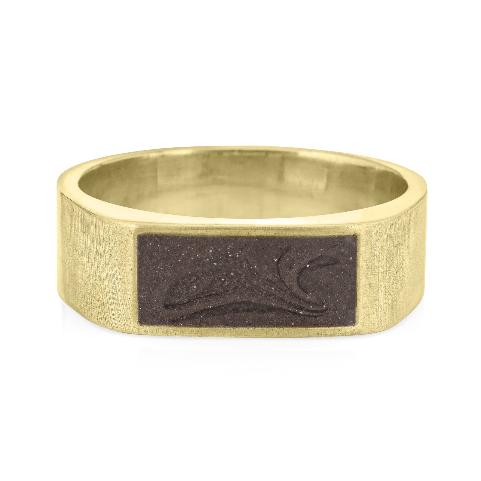 Men s Classic Band Cremation Ring in 14K Yellow Gold closebymejewelry