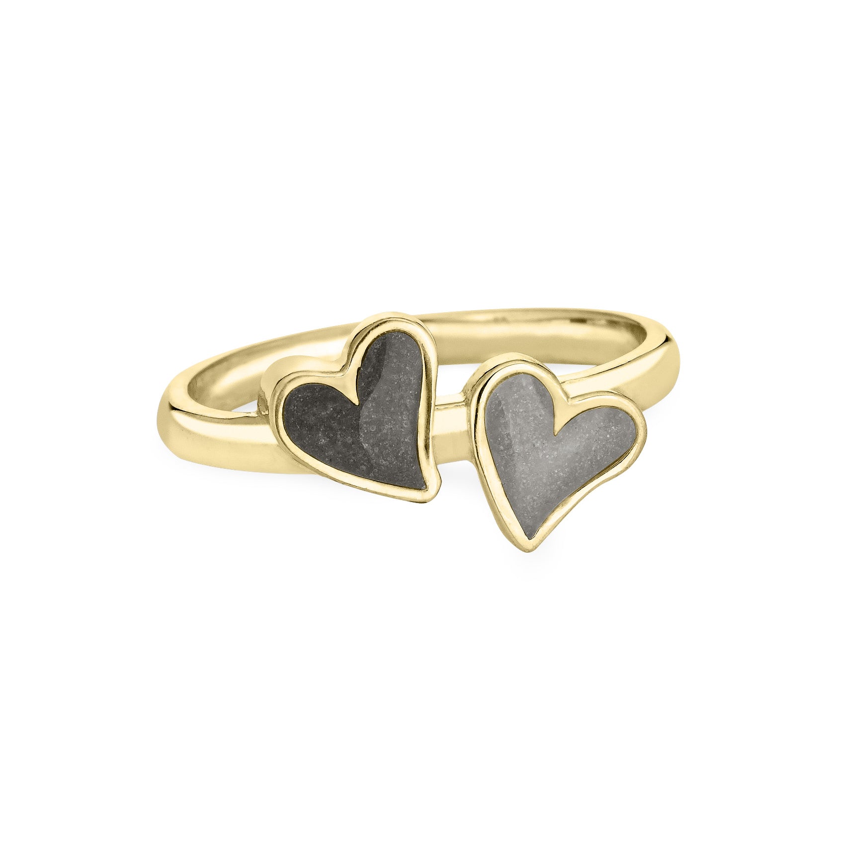 Double Heart Cremation Ring in 14K Yellow Gold – closebymejewelry
