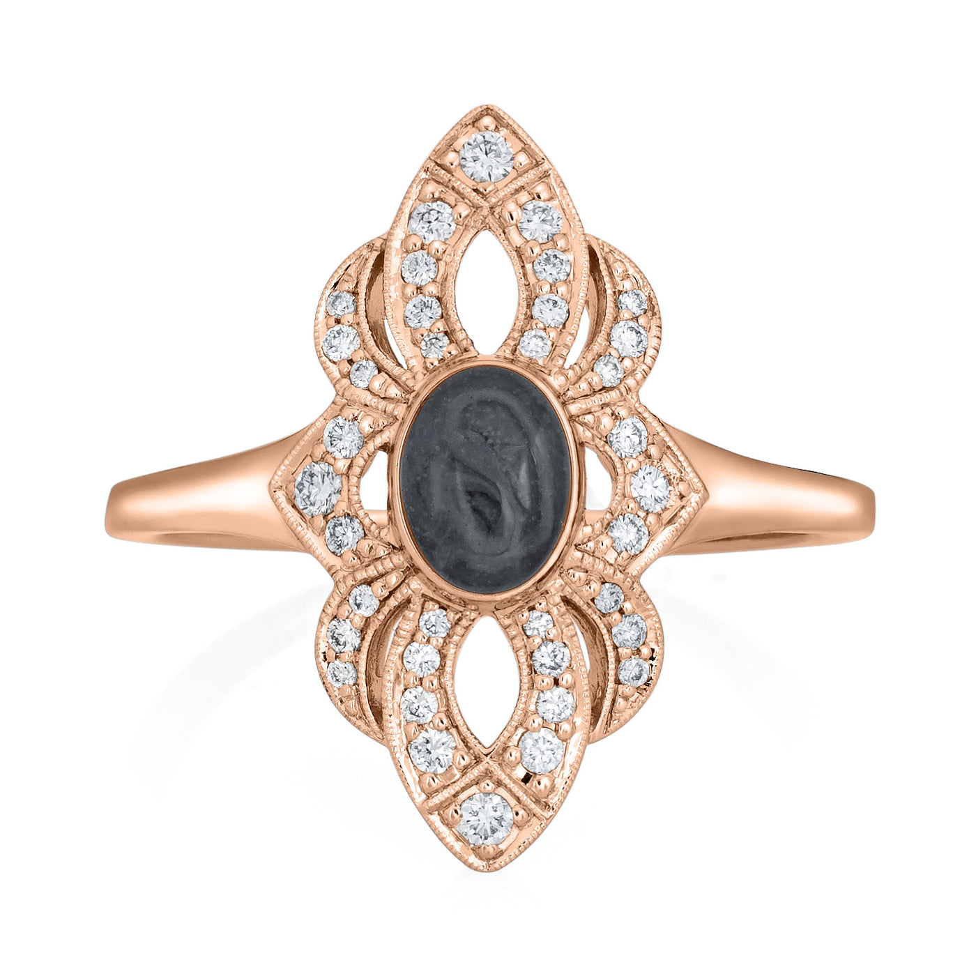 WWII Cremation Ring in 14K Rose Gold with Diamonds – closebymejewelry